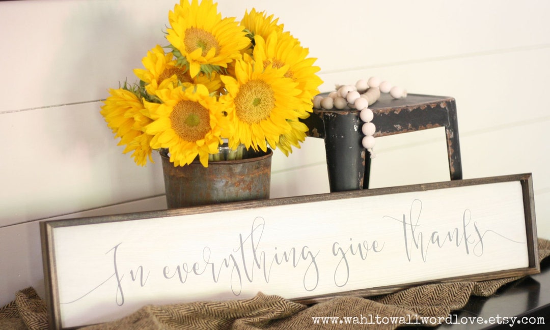 In Everything Give Thanks Sign, Fall Wall Art, Autumn Decor, Wooden ...