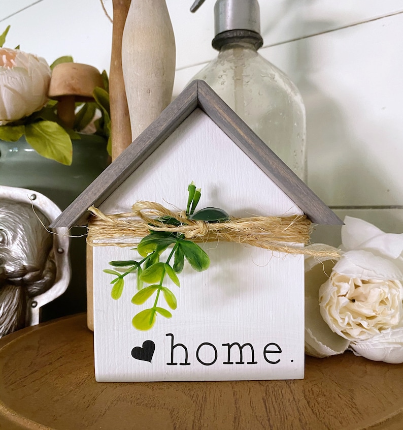 Mini House Home Quote Sign With Roof Tiered Tray Decor | Etsy