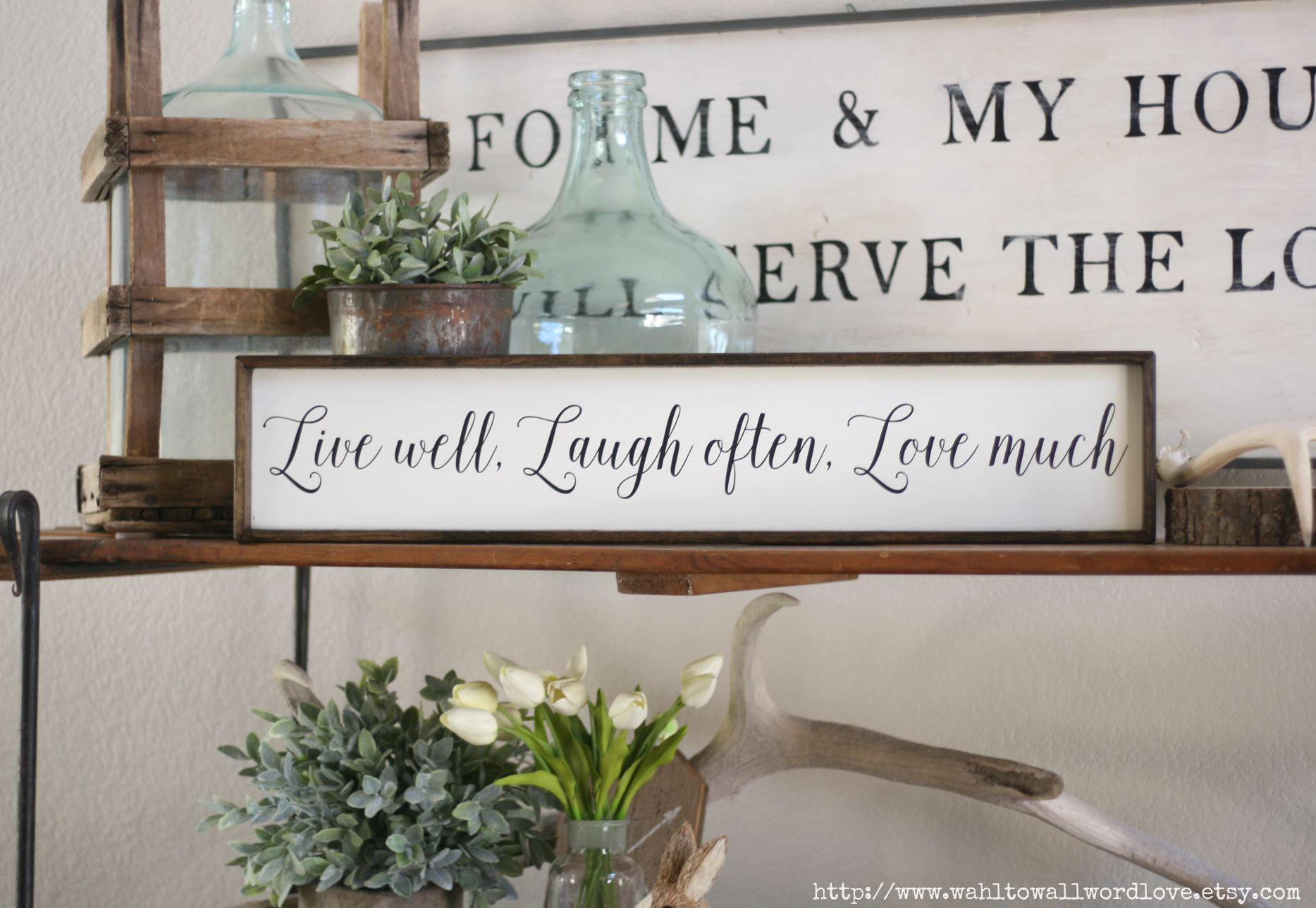 Live Well Laugh Often Love Much Wood Sign Rustic Wooden Sign - Etsy