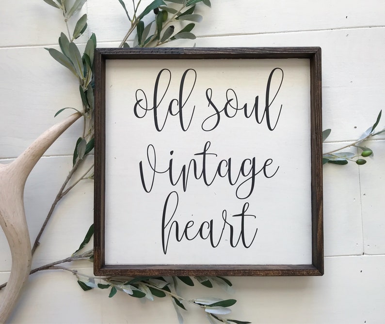 Old soul Vintage heart wooden sign vintage lover sign | Etsy