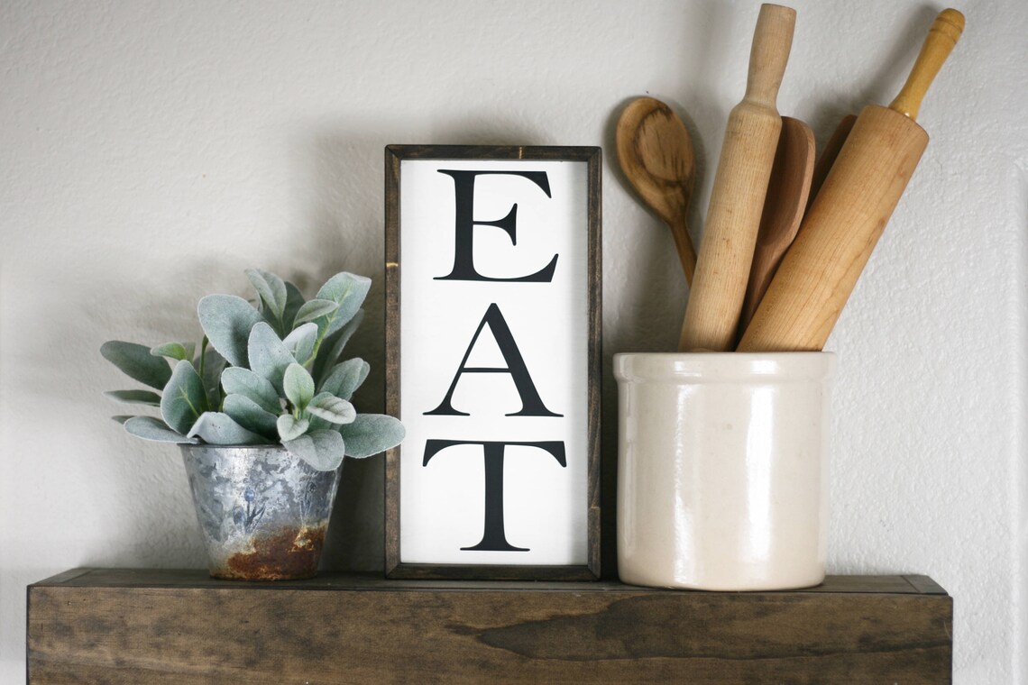 EAT Sign Small EAT Wooden Sign 12x6 Kitchen Wall Decor - Etsy