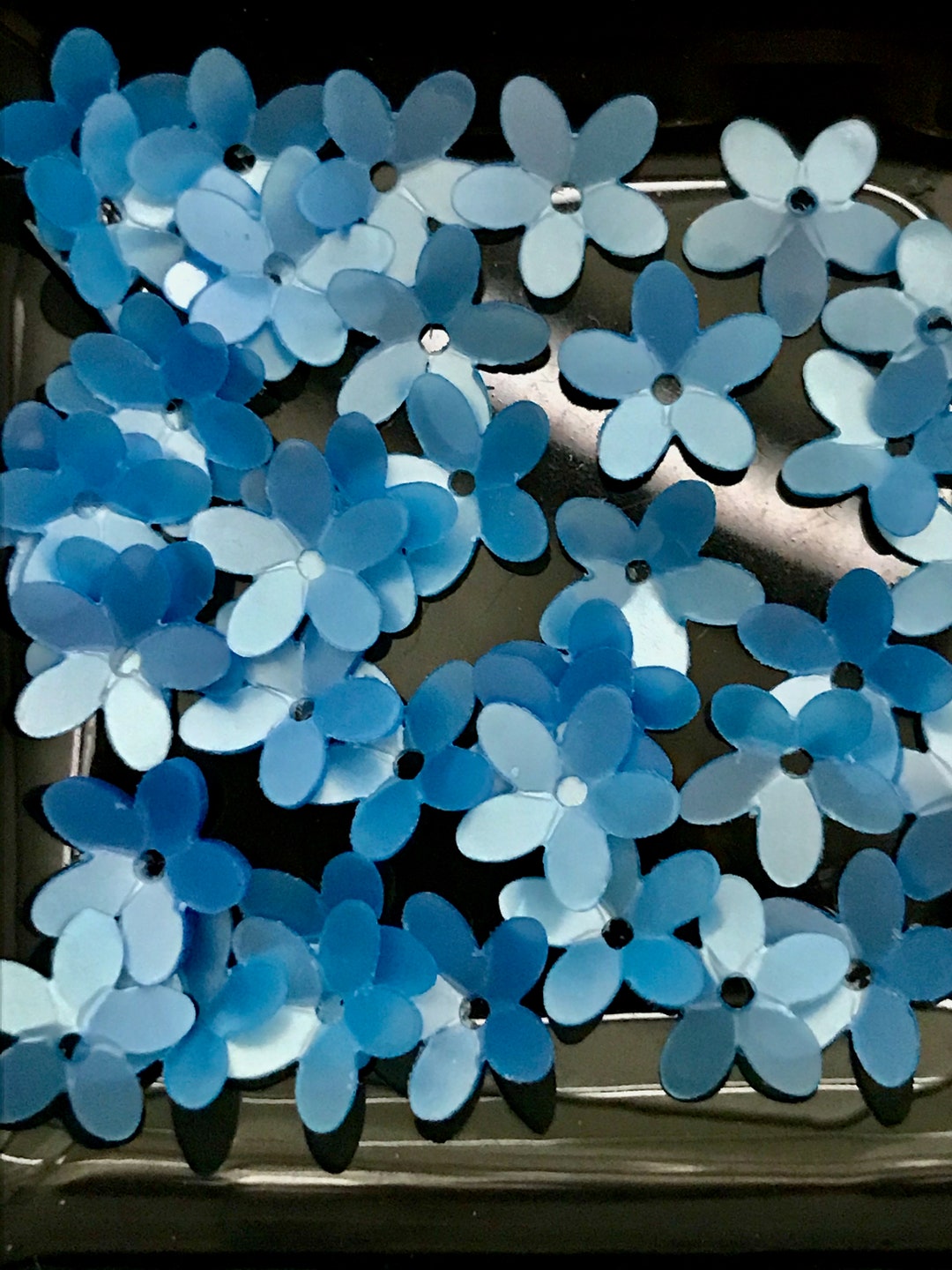 Sequins 10mm Cornflower Blue Flower Cup Pearl Soft Gloss 3/8 Choose ...