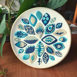 Colorful Leaf Pattern Plate, Artisan Polymer Clay Dish With Textured ...