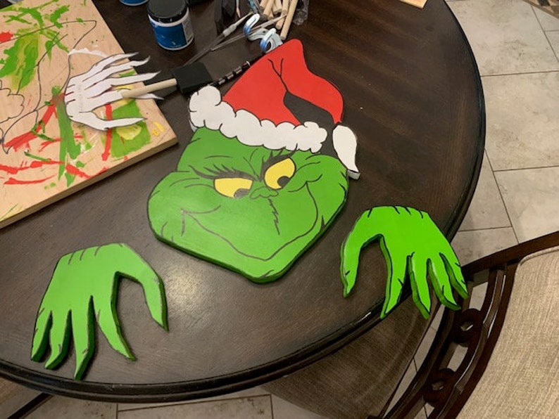 Handmade Grinch Fence Peeker, Christmas Decor - Etsy