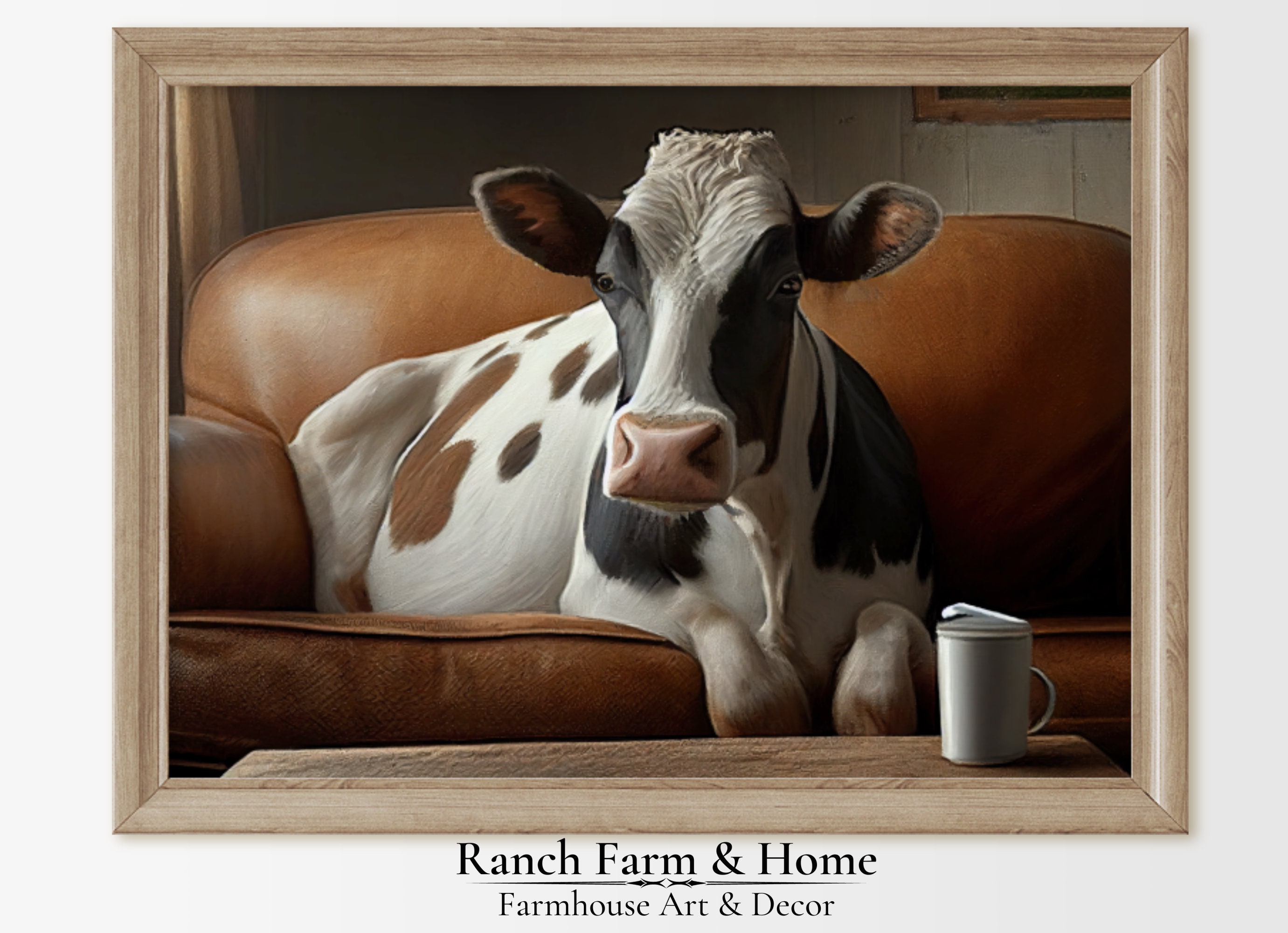 Cow Art Cow on Couch Painting Art Print Farmhouse Decor Rustic Vintage ...