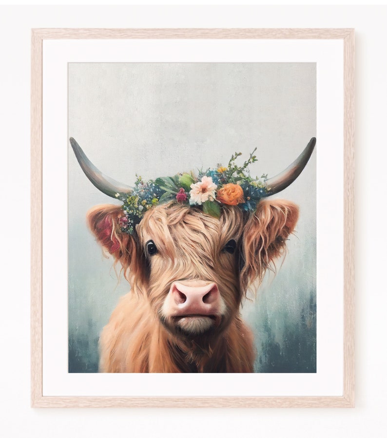 Daisy the Highland Cow Girl Highland Cow Wall Art Print - Etsy