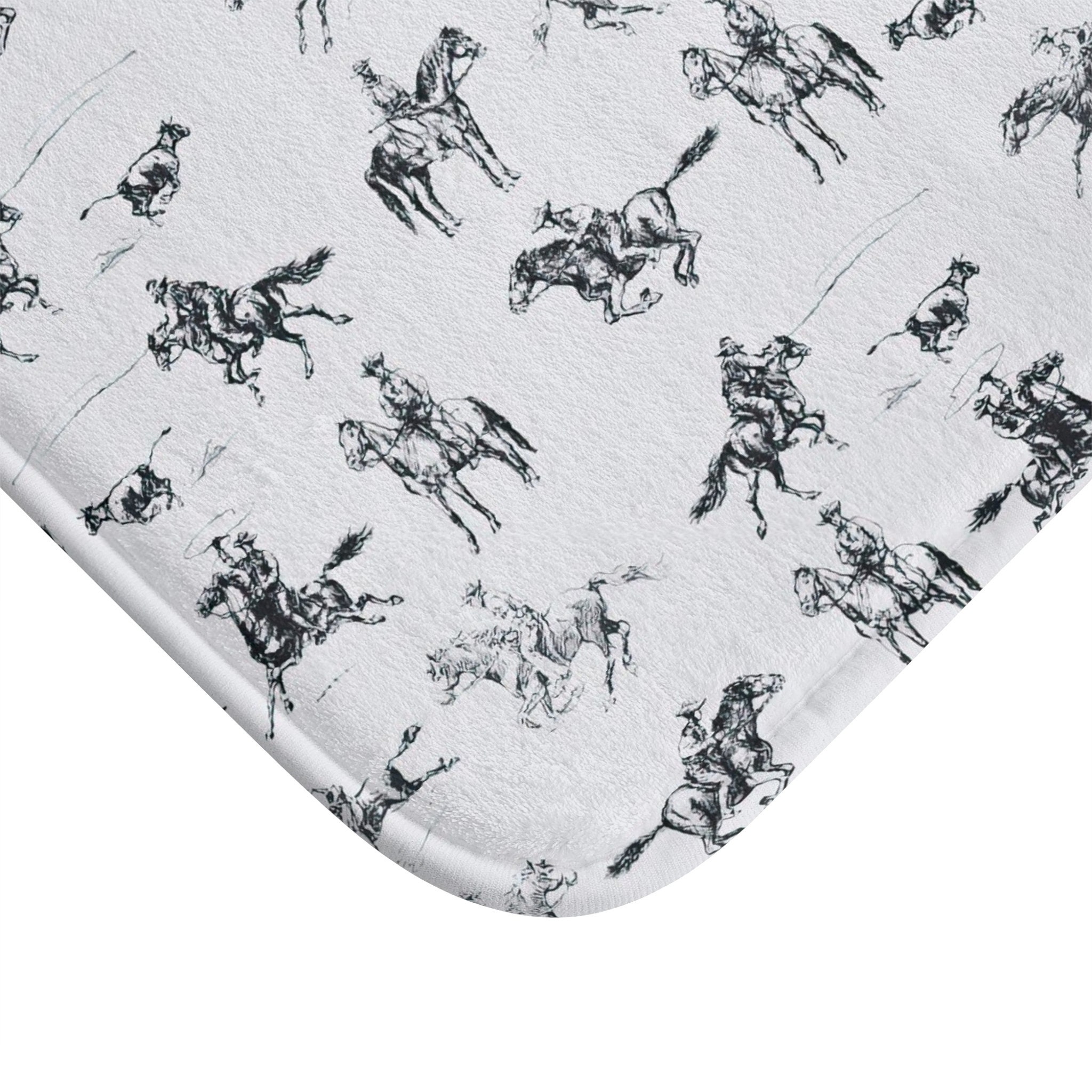 Cowboy Bath Mat Rustic Western Bathroom Mat Cowboys and Horses Wild ...