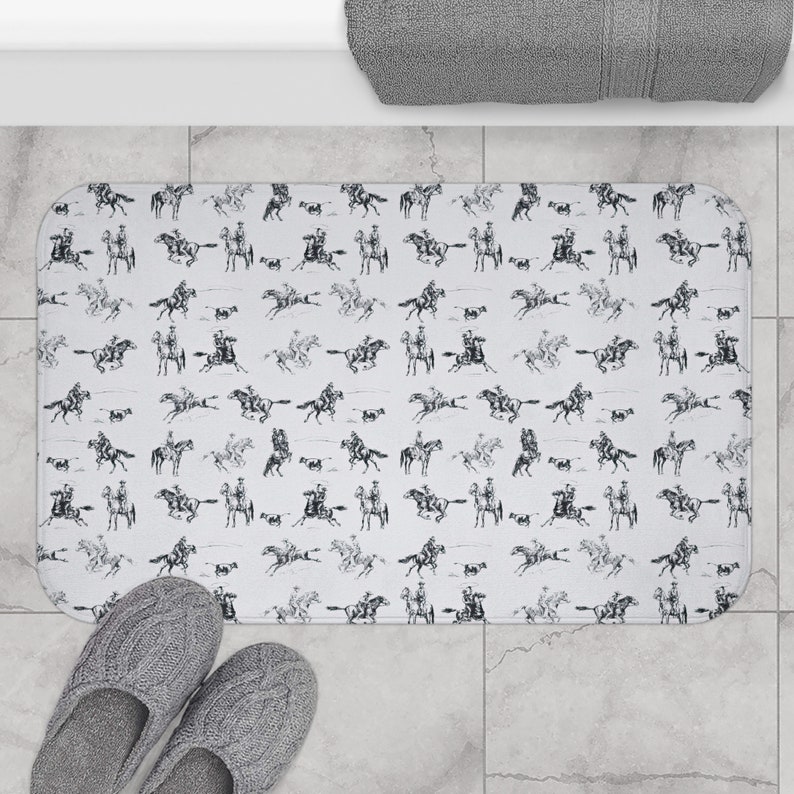 Cowboy Bath Mat Rustic Western Bathroom Mat Cowboys and Horses Wild ...