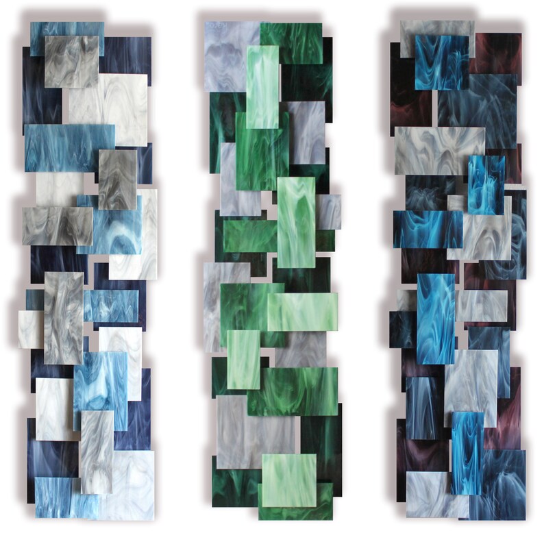 Glass and Metal Wall Sculpture "tryptic", Abstract, Modern Design, Wall ...