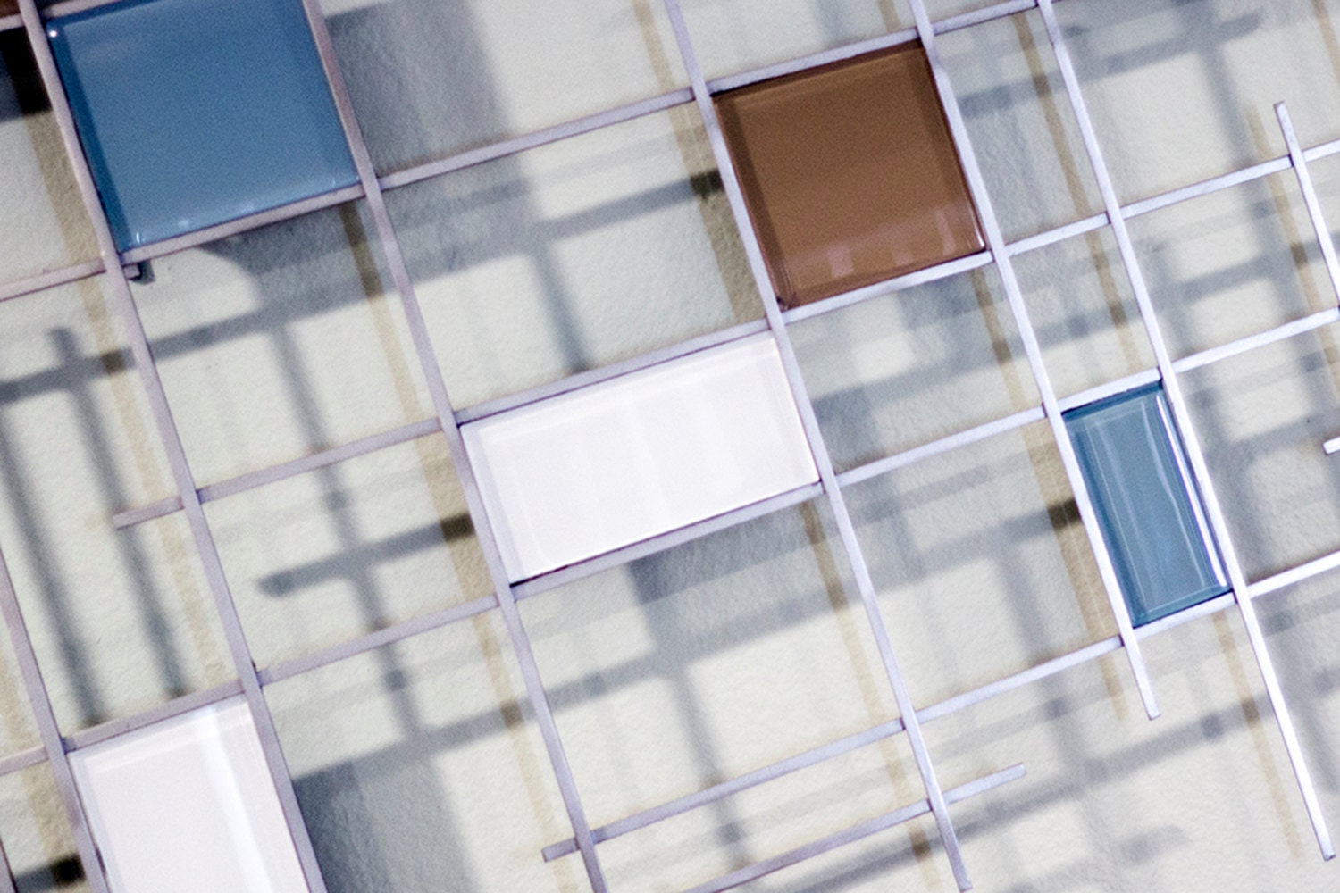 Glass and Metal Wall Sculpture "gridded", Abstract, Modern Design, Wall ...