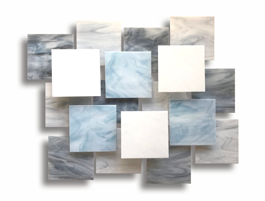 Glass and Metal Wall Sculpture "glacial", Abstract, Modern Design, Wall ...