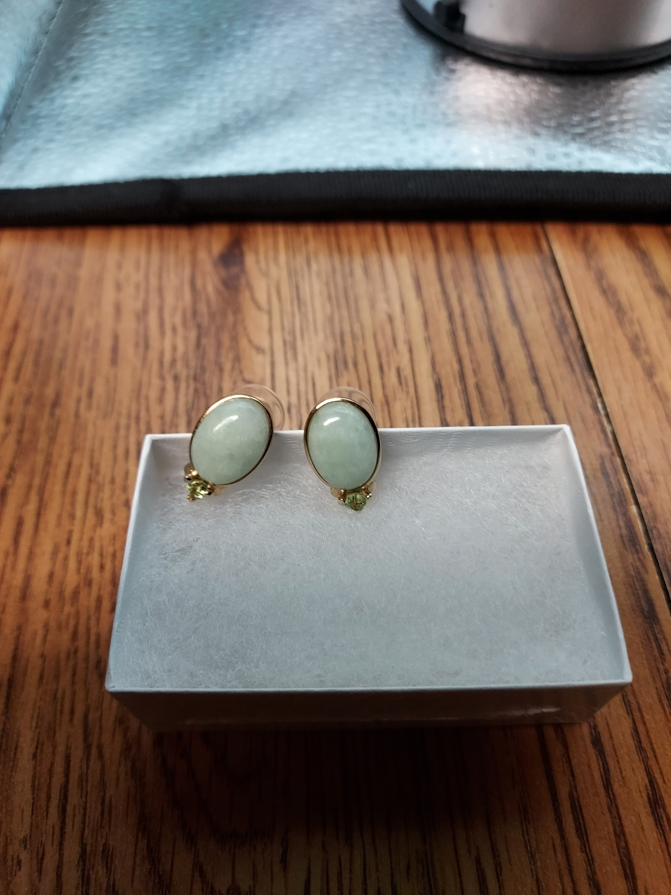 Jeweler Verified 14K Translucent Pale Green Jadeite and Green Peridot ...