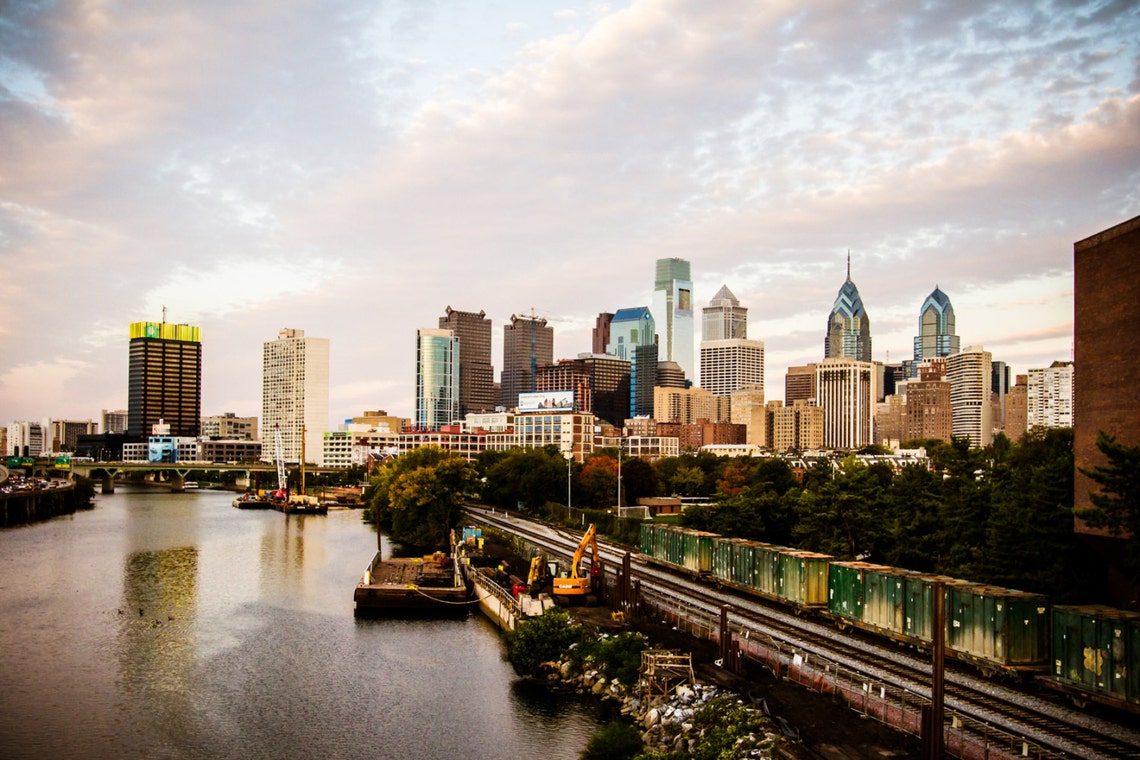 Philadelphia Skyline at Sunset Landscape Photo - Etsy