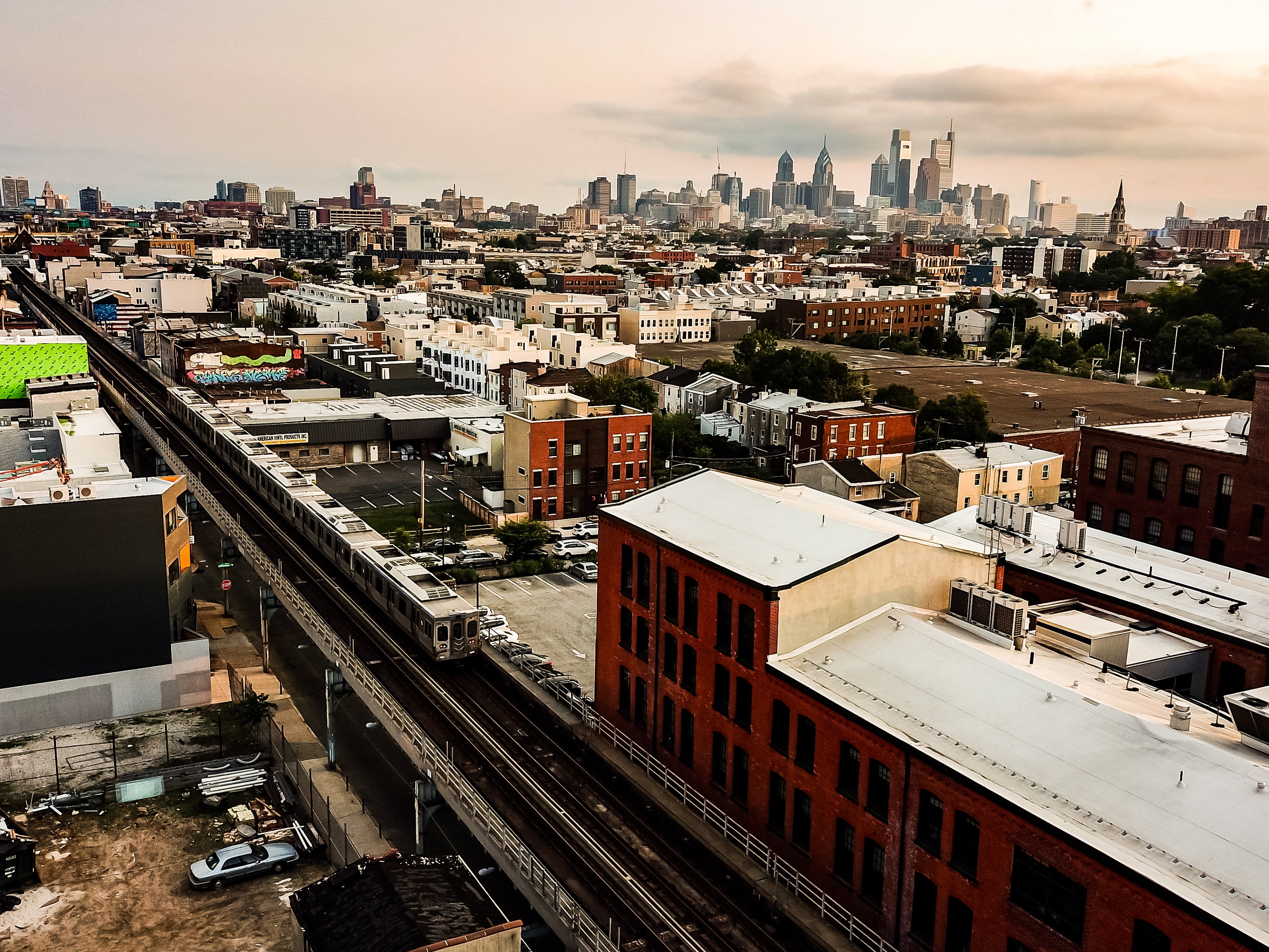 Philly Aerial With SEPTA Elevated Train Landscape Photo - Etsy
