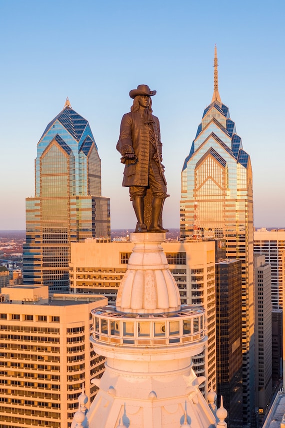 Philadelphia Skyline With William Penn City Hall Between One | Etsy