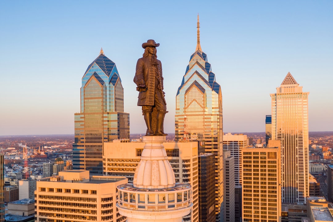 Philadelphia Skyline With William Penn City Hall Between One and Two ...