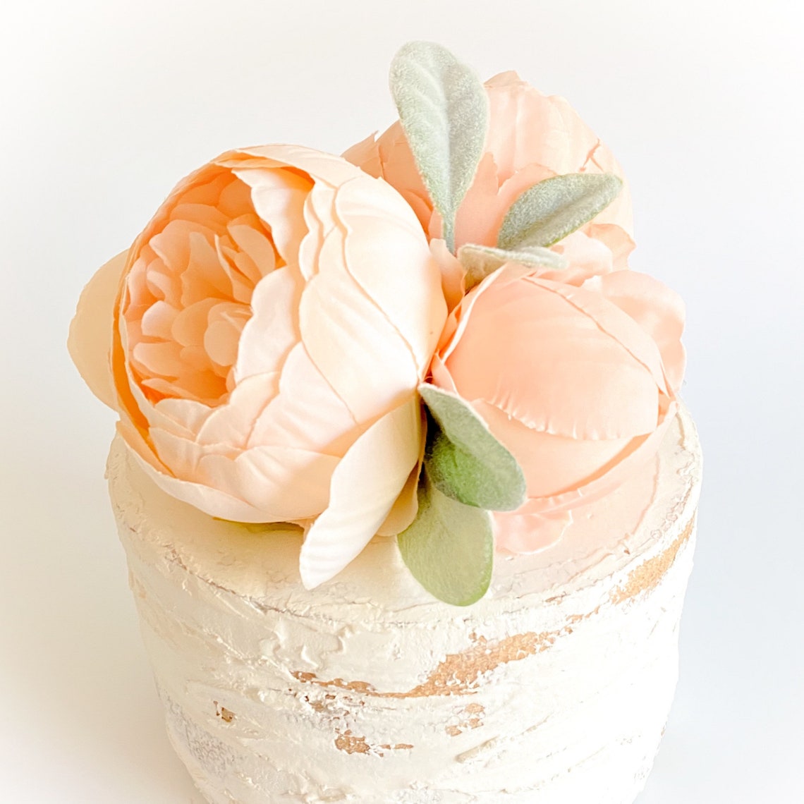 Peach Peony and Lambs Ear Cake Topper // Cake Topper // Easter | Etsy