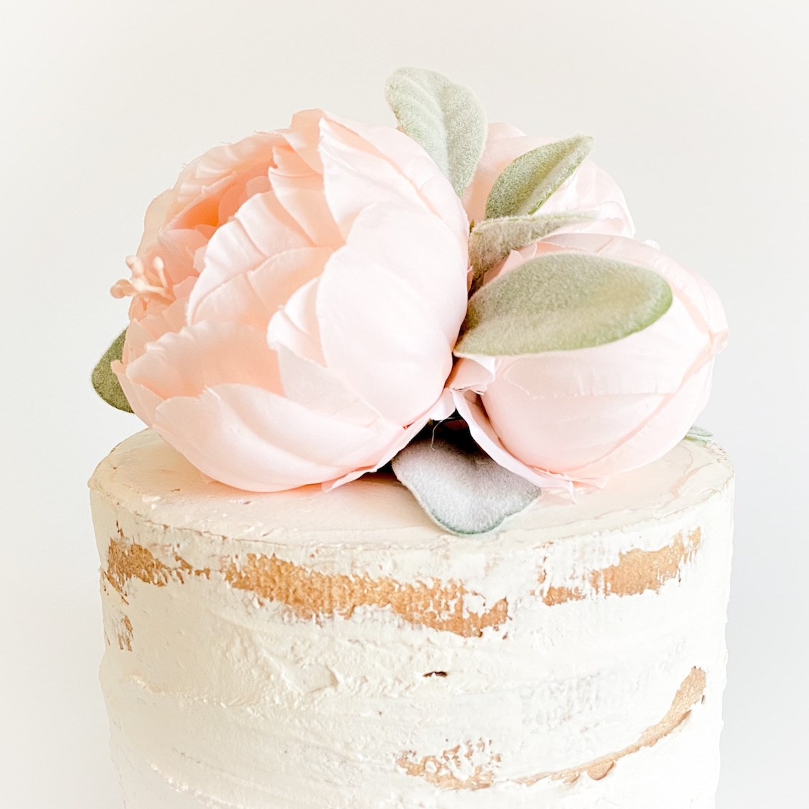 Pale Pink Peony and Lambs Ear Cake Topper // Cake Topper // - Etsy