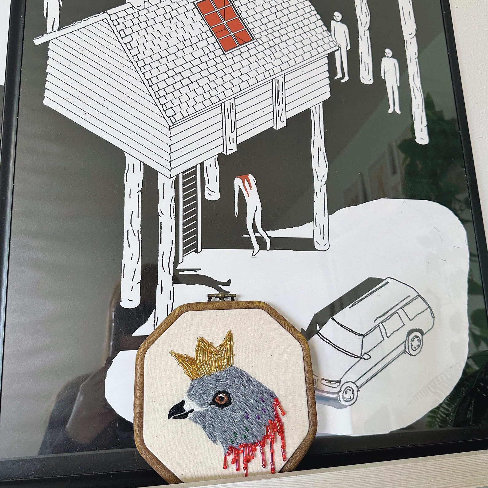 A24 Hereditary Pigeon Head King Paimon Beaded Embroidery Home Decor Ari ...