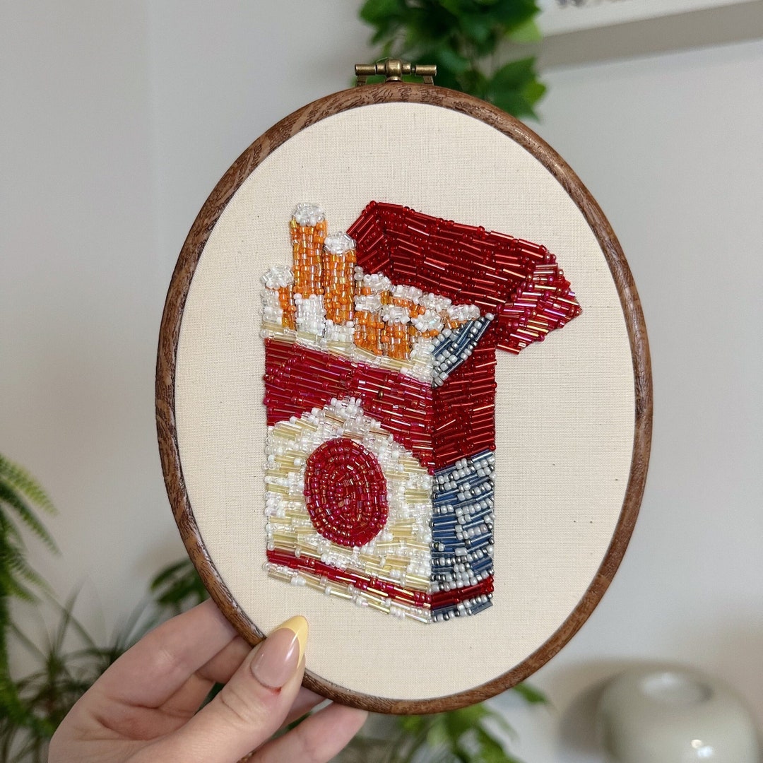 Marlboro Pack of Cigarettes Beaded Embroidery - Etsy