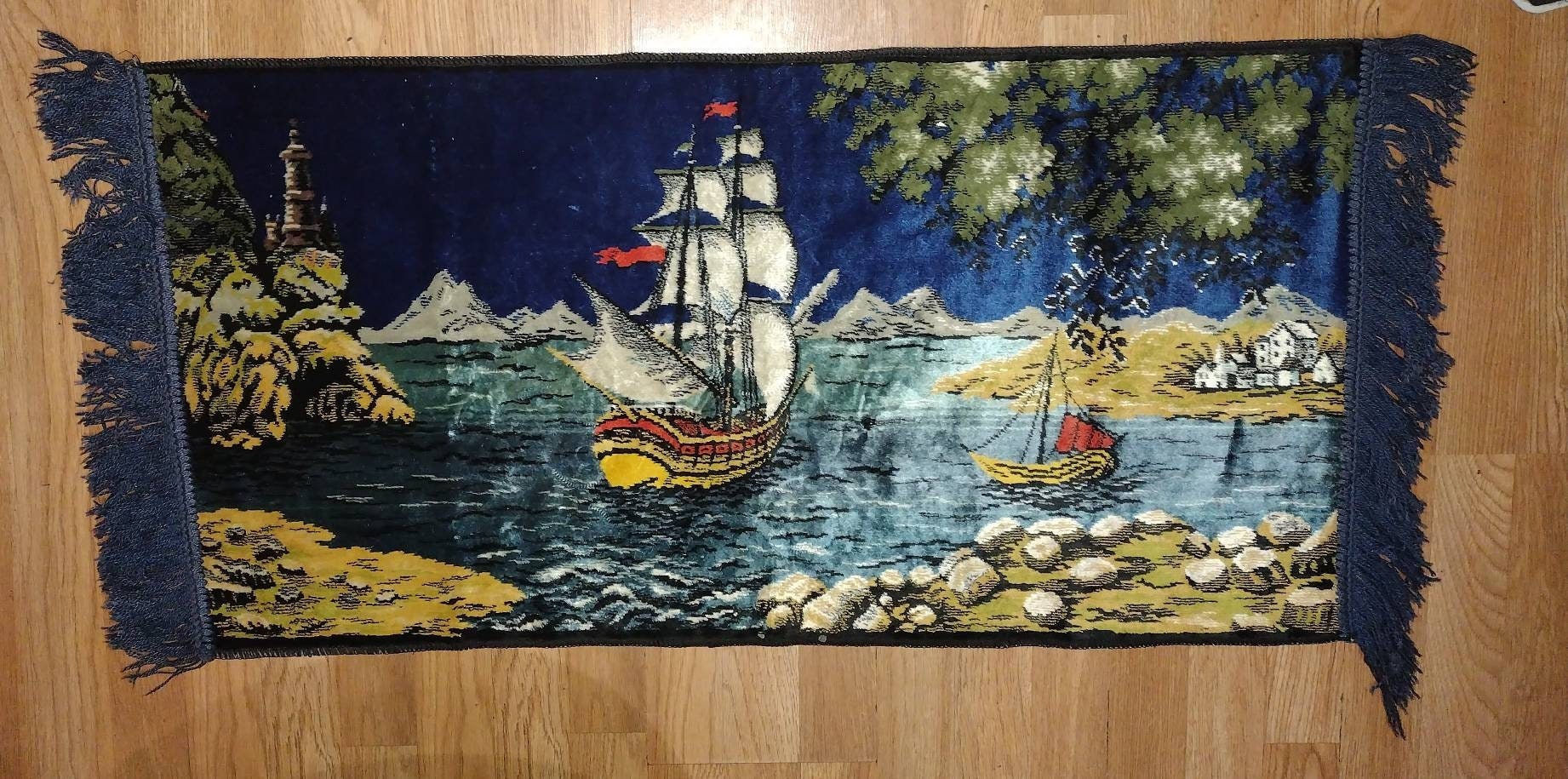 Sailboat Wall Rug Boats in the Sea Vintage Area Rug - Etsy