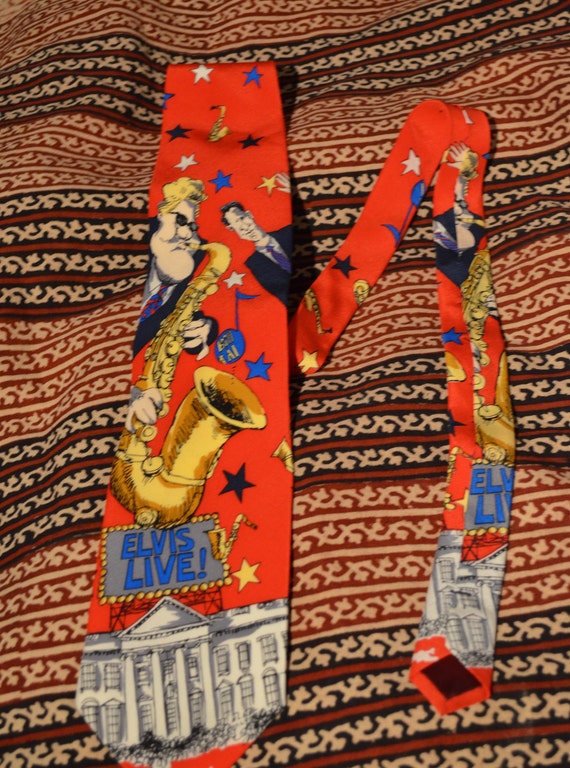 Bill Clinton AL Gore Elvis Presley Retro Mens Necktie… - Gem