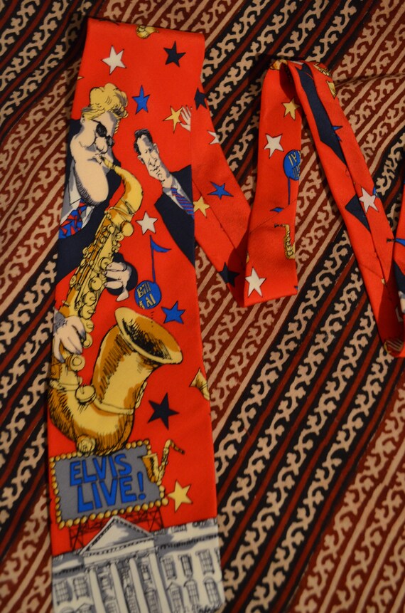 Bill Clinton AL Gore Elvis Presley Retro Mens Necktie… - Gem