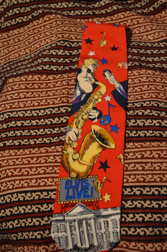 Bill Clinton AL Gore Elvis Presley Retro Mens Necktie… - Gem