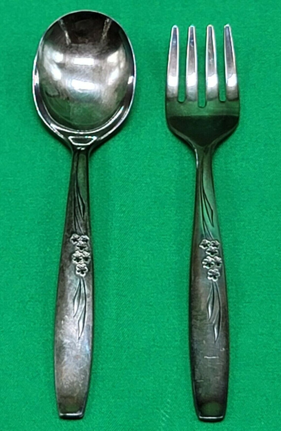Vintage ONEIDA Enchantment Gentle Rose 2-piece BABY Child Flatware ...