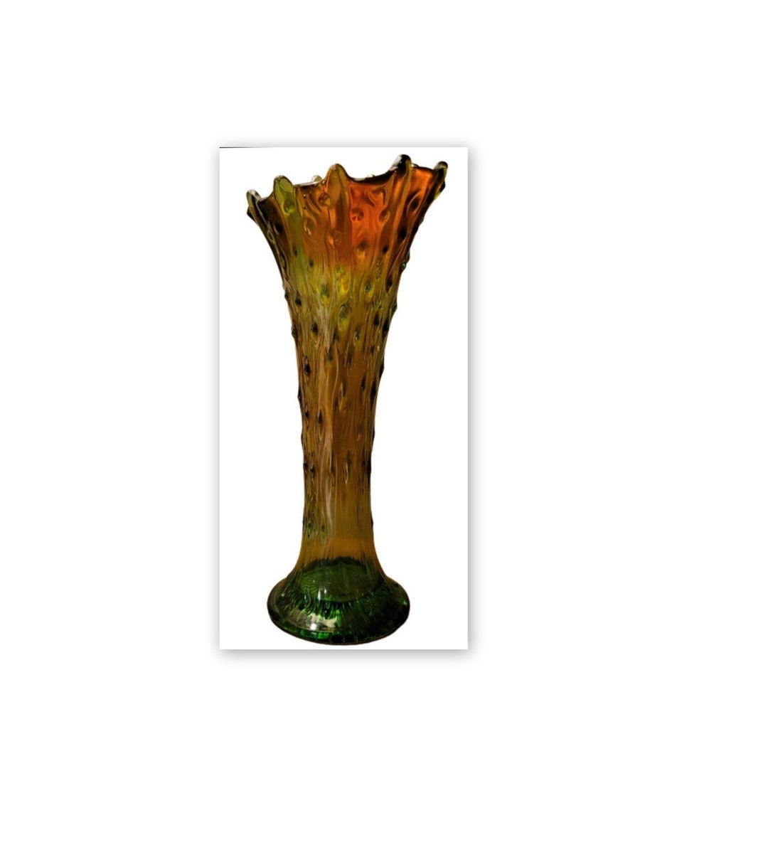 Northwood Carnival Art Glass Tree Trunk Vase Emerald Green - Etsy