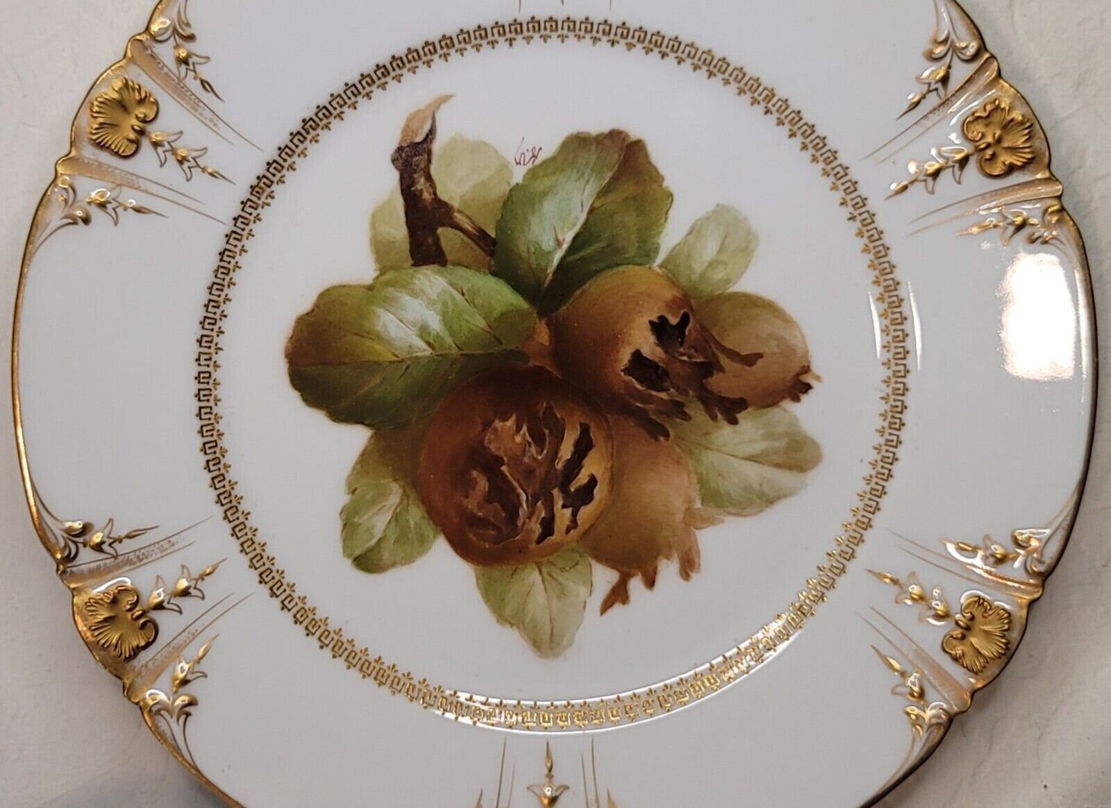 CF Haviland Limoges Cabinet Plate GDM Gold Trim 8 1/2" 1800's Hand ...