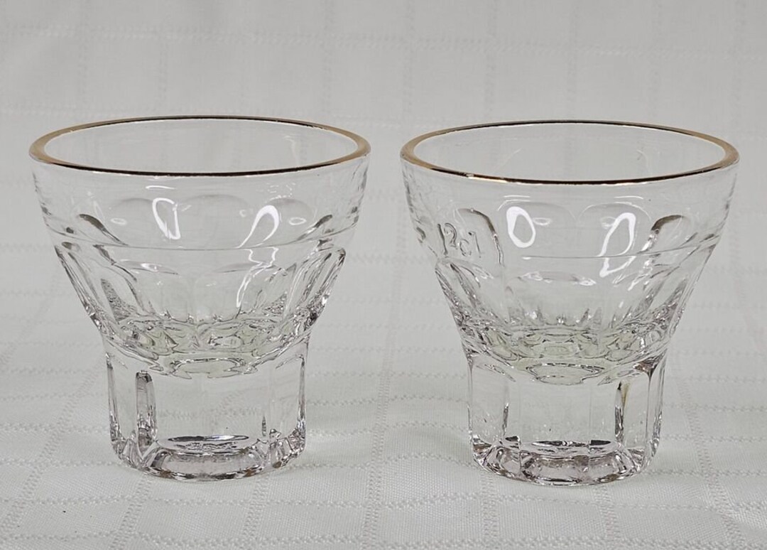 2 Antique ART DECO German Shot Glasses Ruhrglas 24K Gold Rim Barware ...
