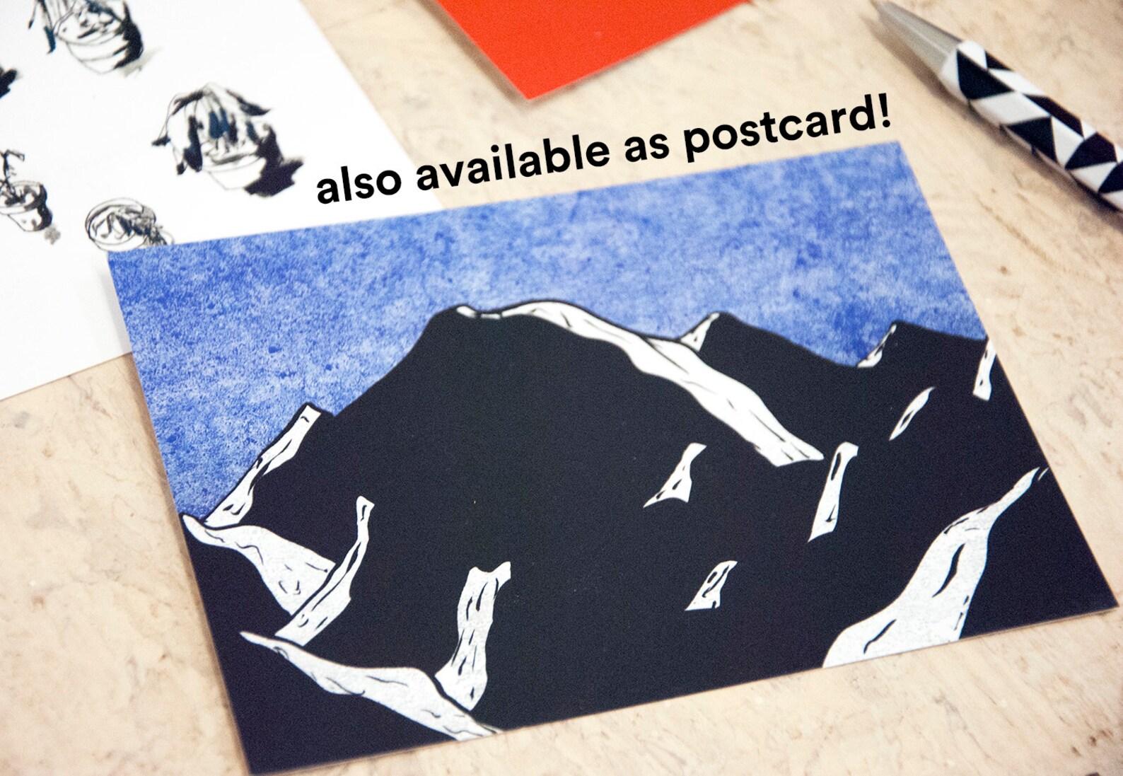 Riso print van bergen tekening natuur cadeau voor hem | Etsy Nederland