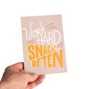 Work Hard Snack Often Card, Home Office Greeting Card for Her, Work at ...