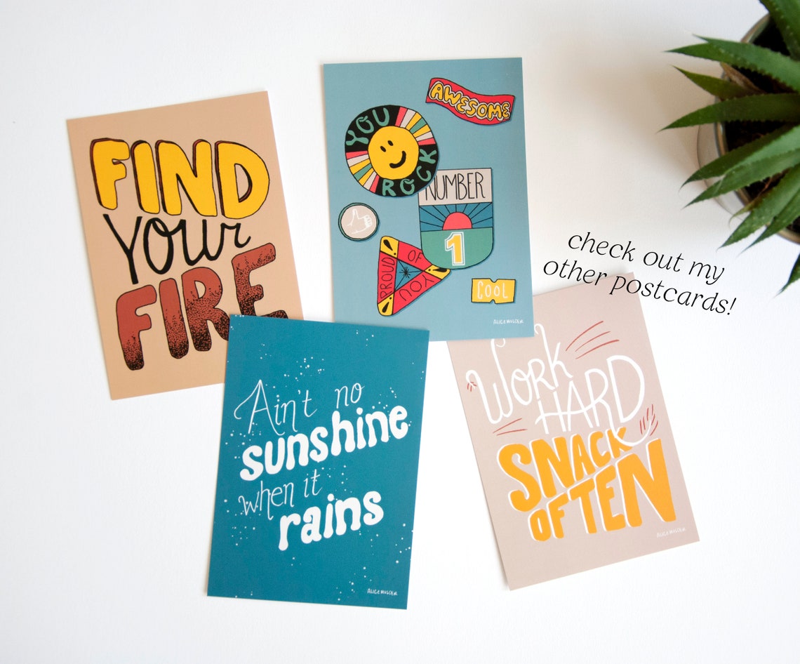 Work Hard Snack Often Card, Home Office Greeting Card for Her, Work at ...