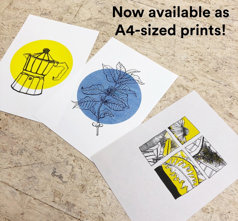 Riso Print of a Coffee Plant Drawing Risograph Art Gift for - Etsy