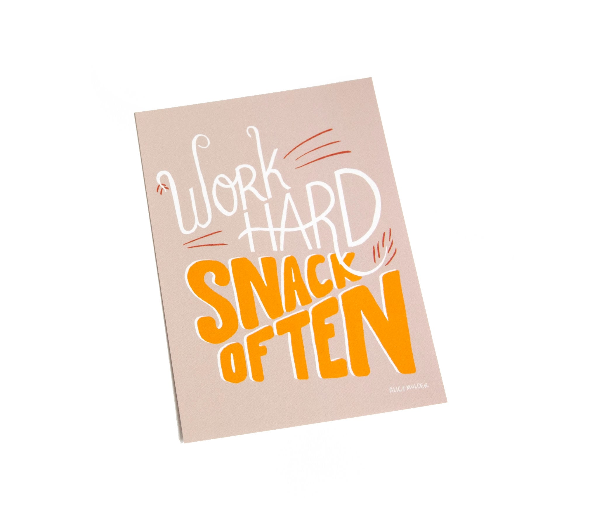 Work Hard Snack Often Card, Home Office Greeting Card for Her, Work at ...
