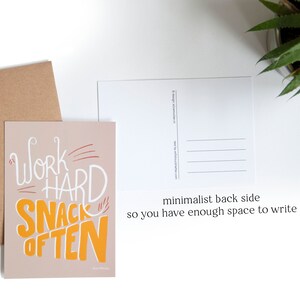 Work Hard Snack Often Card, Home Office Greeting Card for Her, Work at ...