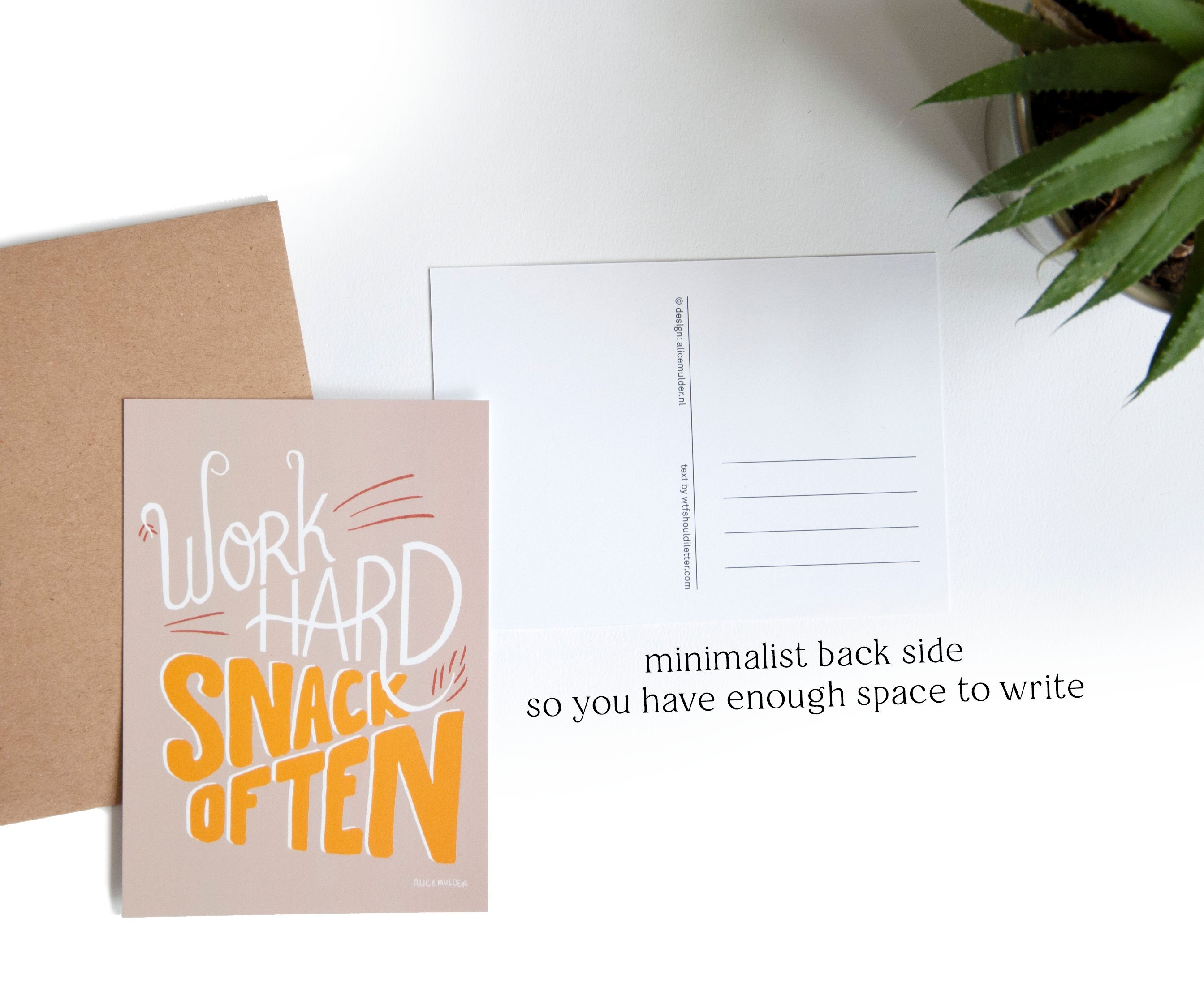 Work Hard Snack Often Card, Home Office Greeting Card for Her, Work at ...