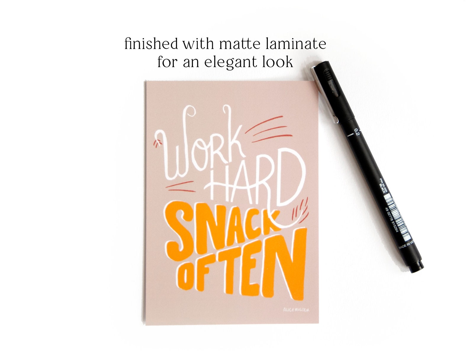 Work Hard Snack Often Card Home Office Greeting Card for Her | Etsy