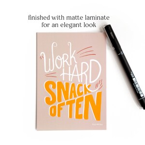 Work Hard Snack Often Card, Home Office Greeting Card for Her, Work at ...