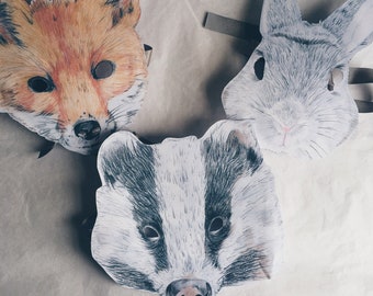 Woodland Animal Masks Bundle Animal Masks for Kids Bunny Deer Hedgehog ...