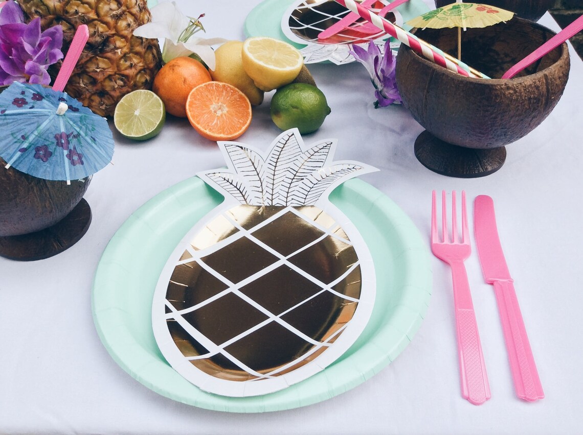Pineapple Shaped Paper Party Plates - Etsy