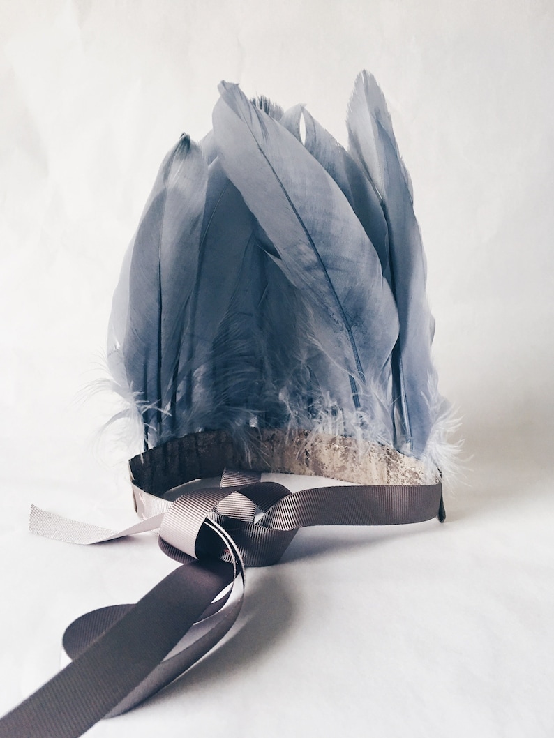 Grey Feather & Metallic Leather Headdress Bridal Feather - Etsy