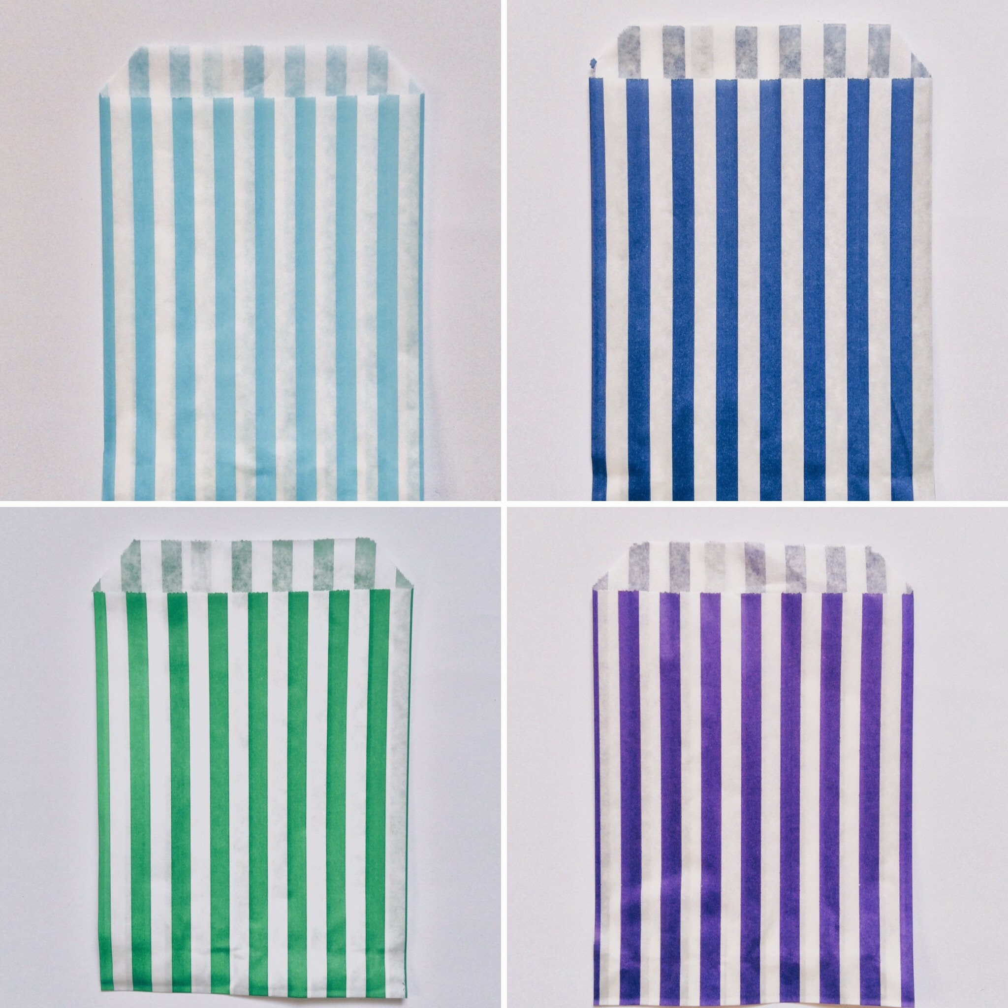 Pastel blue candy stripe paper bags pack of 10 | Etsy