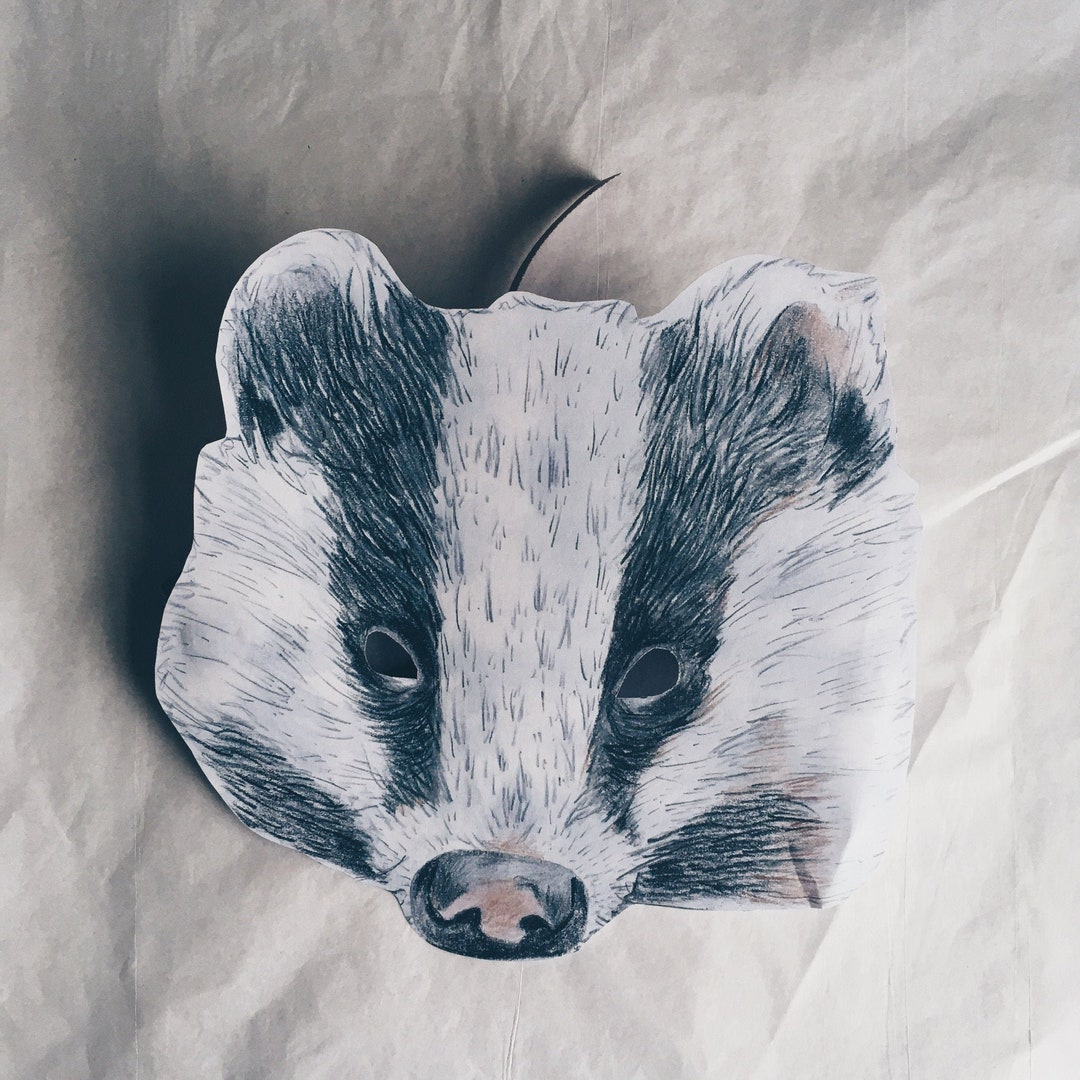 Printable BADGER Mask Hand Drawn - Etsy