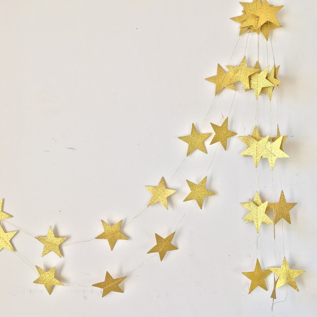 Star Garland Gold Glitter Christmas Hanging Decoration Gold Glitter - Etsy