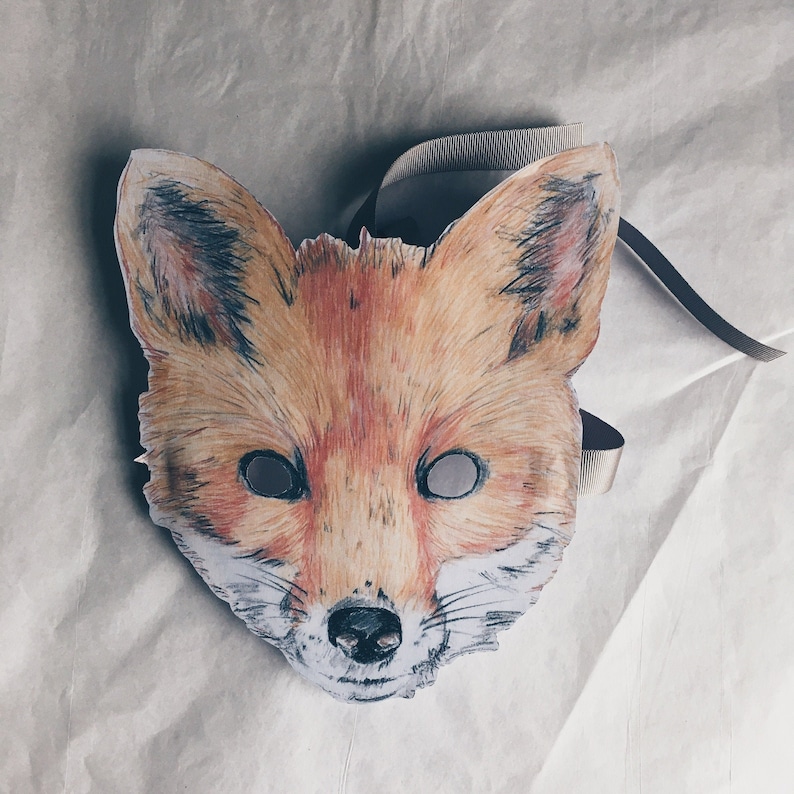 Hand Drawn FOX Mask Printable | Etsy