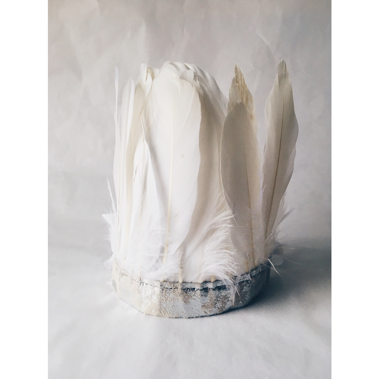 White Feather & Metallic Leather Headdress | Etsy