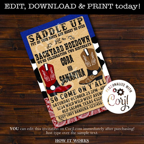 Western Invitation - Etsy